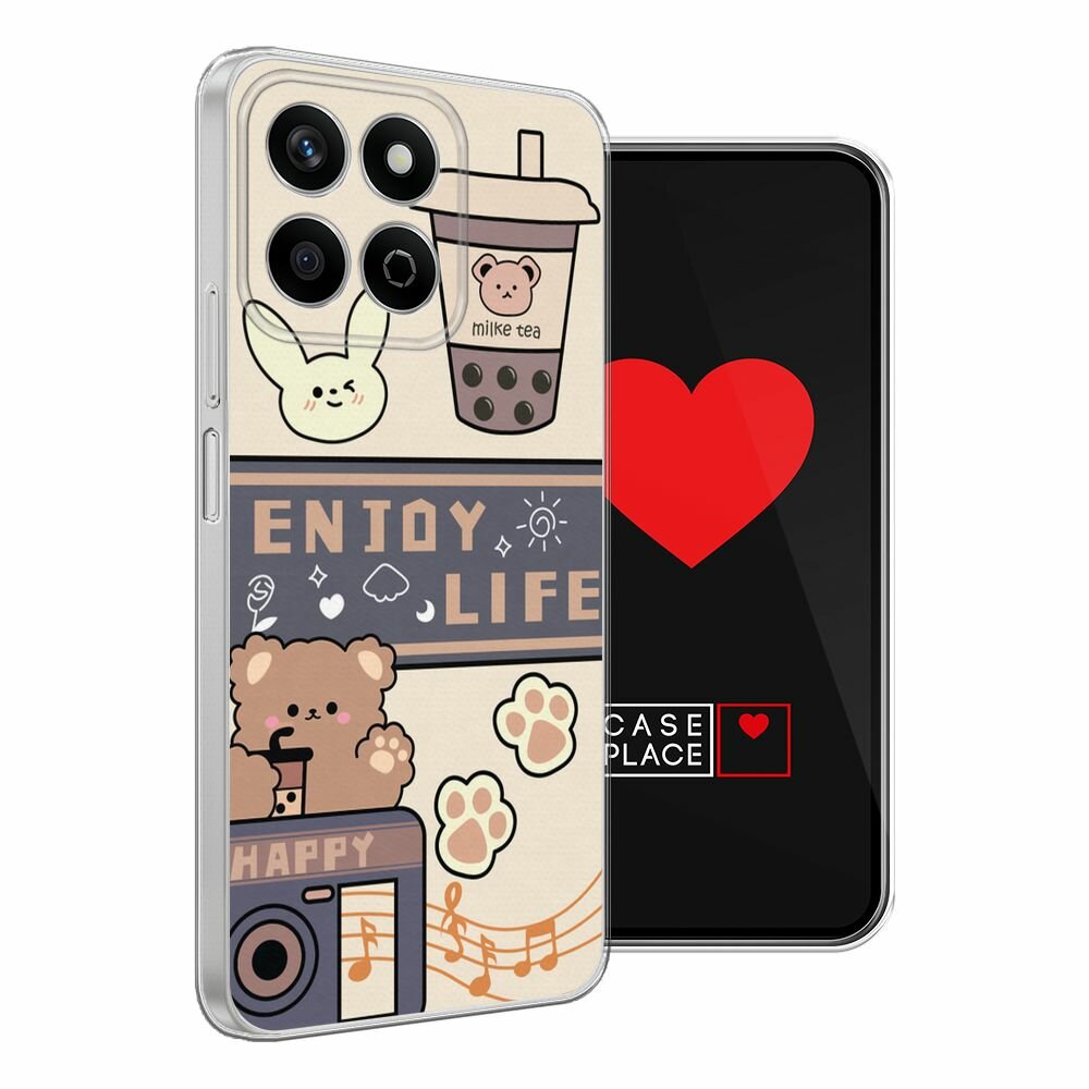 Силиконовый чехол на Honor X7c / Хонор X7c с принтом "Enjoy life 1" — фото 1