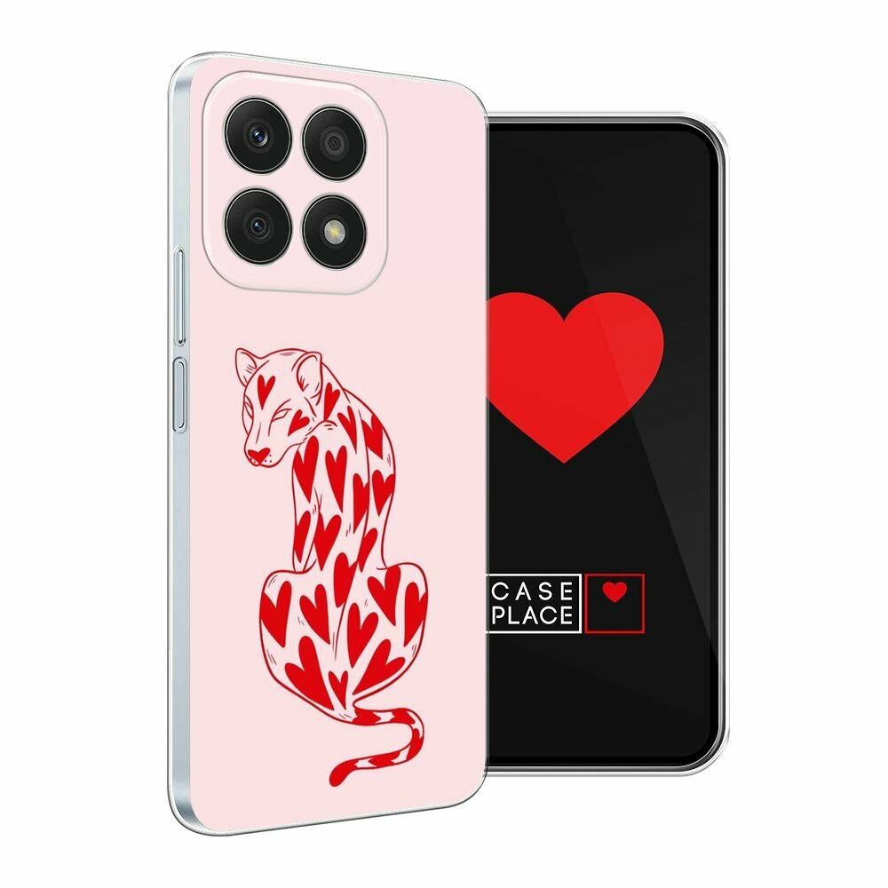 Чехол на Honor X8A / Хонор X8A с принтом "Heart panther 1 - 14 февраля" — фото 1