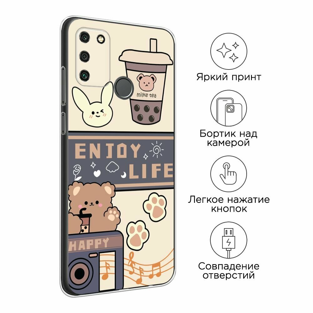 Силиконовый чехол на Honor 9A / Хонор 9А с принтом "Enjoy life 1" — фото 1