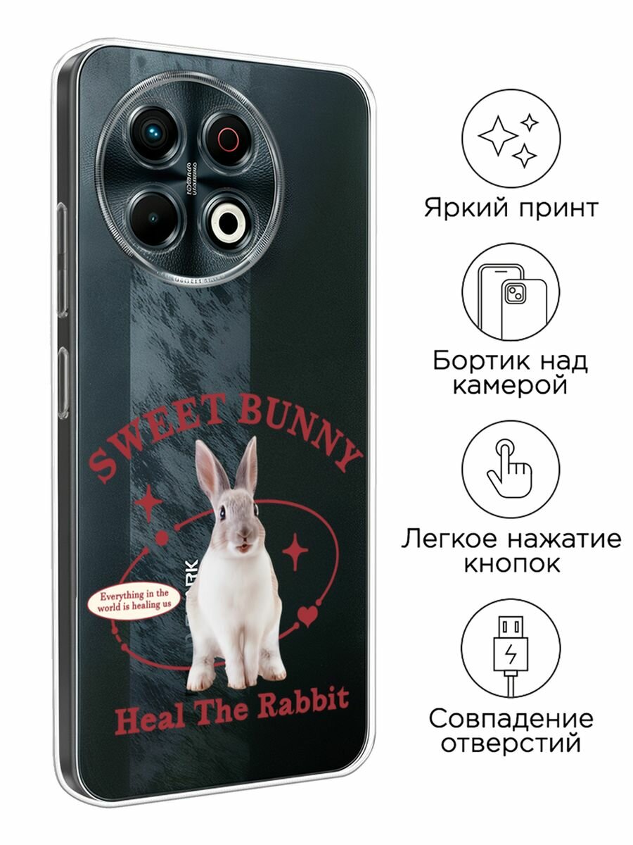Чехол на Tecno Spark 30 Pro / Текно Спарк 30 Про с принтом "Heal the rabbit", прозрачный — фото 1