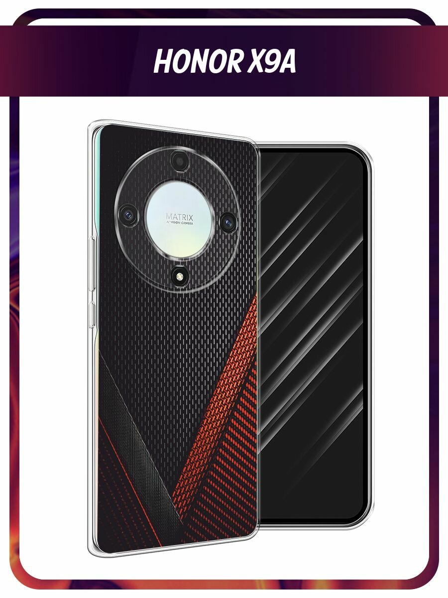 Силиконовый чехол на Honor X9A / Хонор X9A с принтом "Красный карбон"