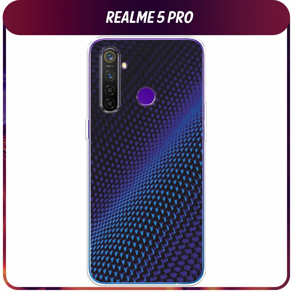 Чехол на Realme 5 Pro / Реалми 5 Про с принтом "Синий карбон"