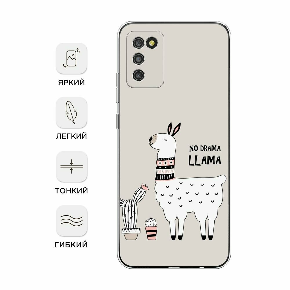 Чехол на Samsung Galaxy A02s / Самсунг Галакси A02s с принтом No drama LLama — фото 1