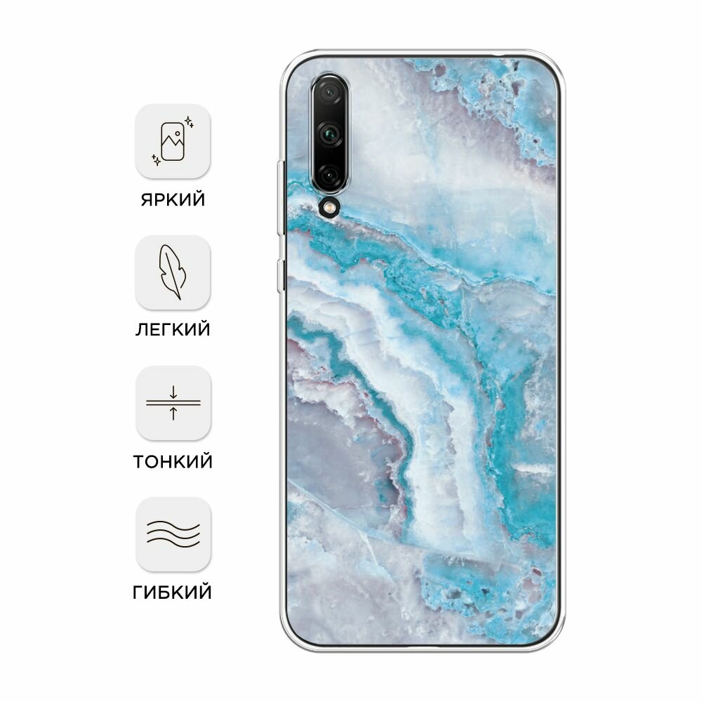 Чехол на Honor 30i / Хонор 30i с принтом "Нежно-голубой мрамор" — фото 1