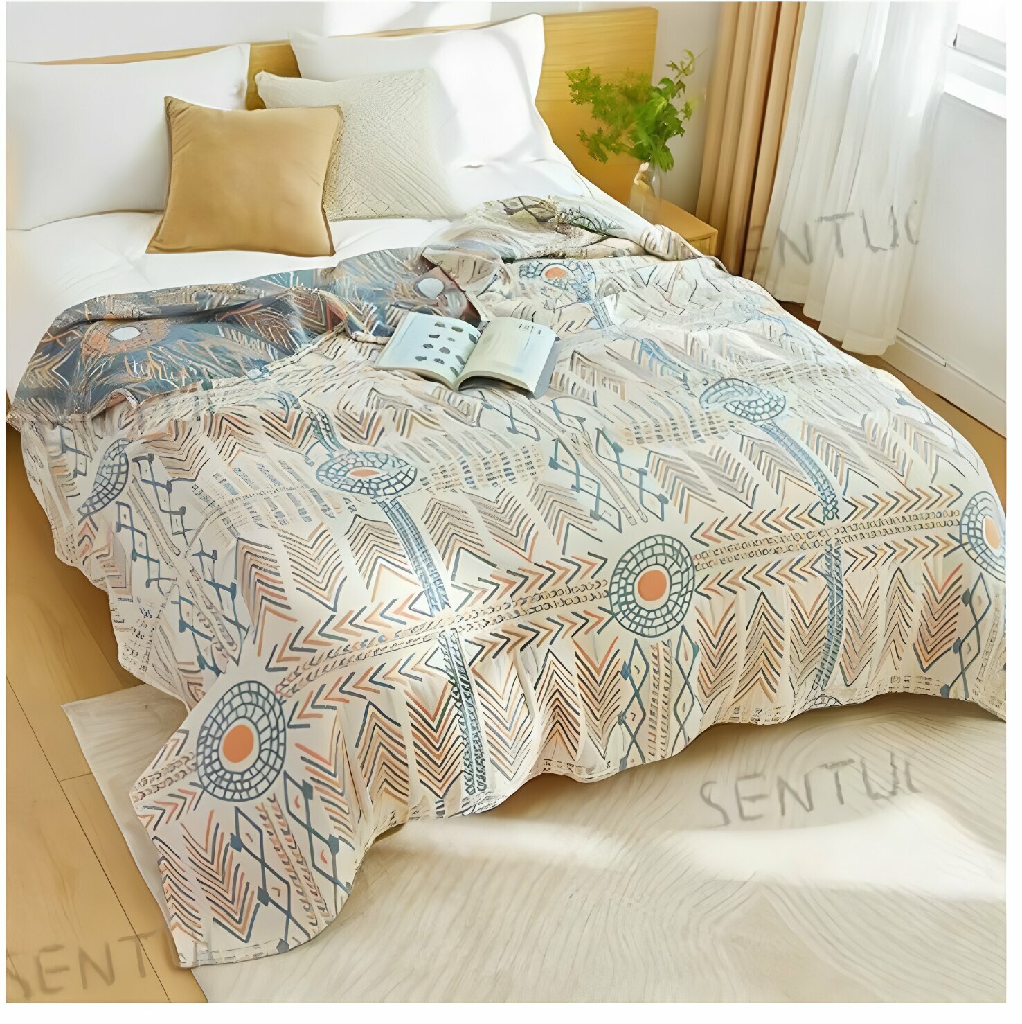 Плед Muslin Blanket, муслиновый, 200x240 см, двухсторонний, бежевый