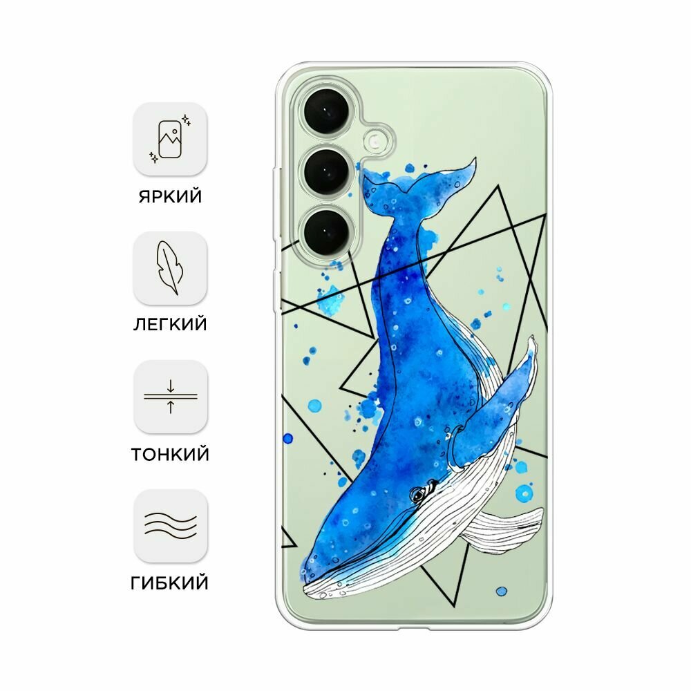 Чехол на Samsung Galaxy S25 Plus / Самсунг S25 Плюс с принтом "Кит графика", прозрачный — фото 1