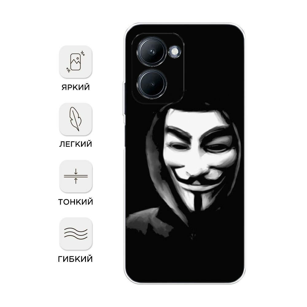Силиконовый чехол на Realme C33 / Реалми С33 с принтом "Анонимус" — фото 1