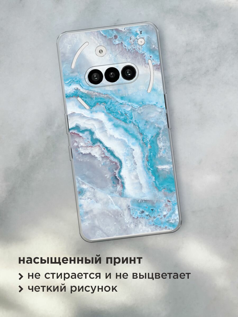Чехол на Nothing Phone 3a / Нотинг Фон 3а с принтом "Нежно-голубой мрамор" — фото 1