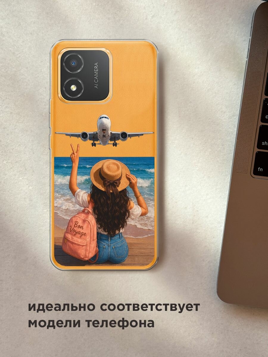 Чехол на Honor X5 / Хонор X5 с принтом "Bon Voyage", прозрачный — фото 1