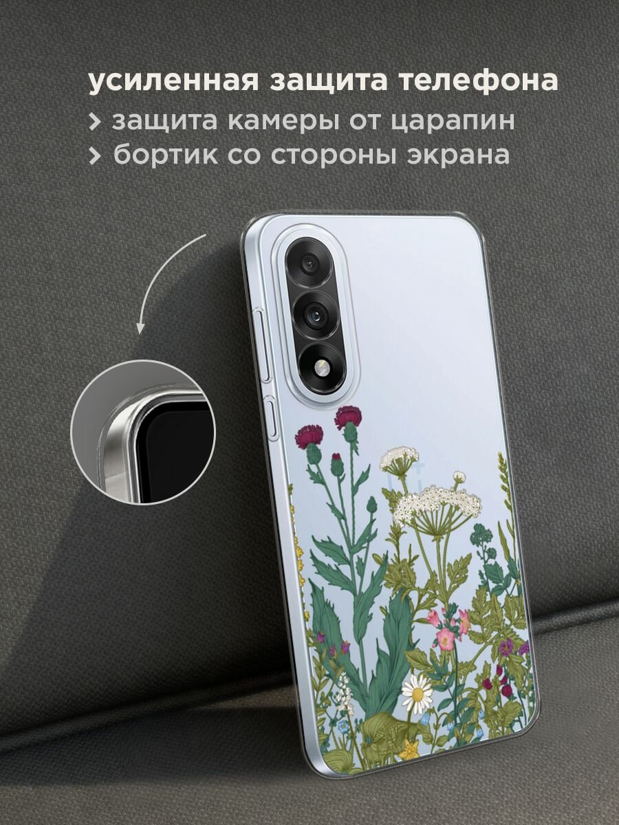 Чехол на OnePlus Nord 5 / Ван Плас Норд 5 с принтом "Дикие полевые цветы", прозрачный — фото 1