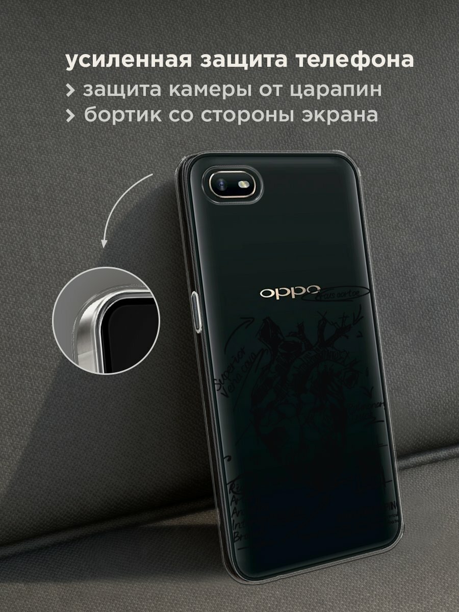Чехол на Oppo A1k / Оппо А1к с принтом "Анатомическое сердце 2", прозрачный — фото 1