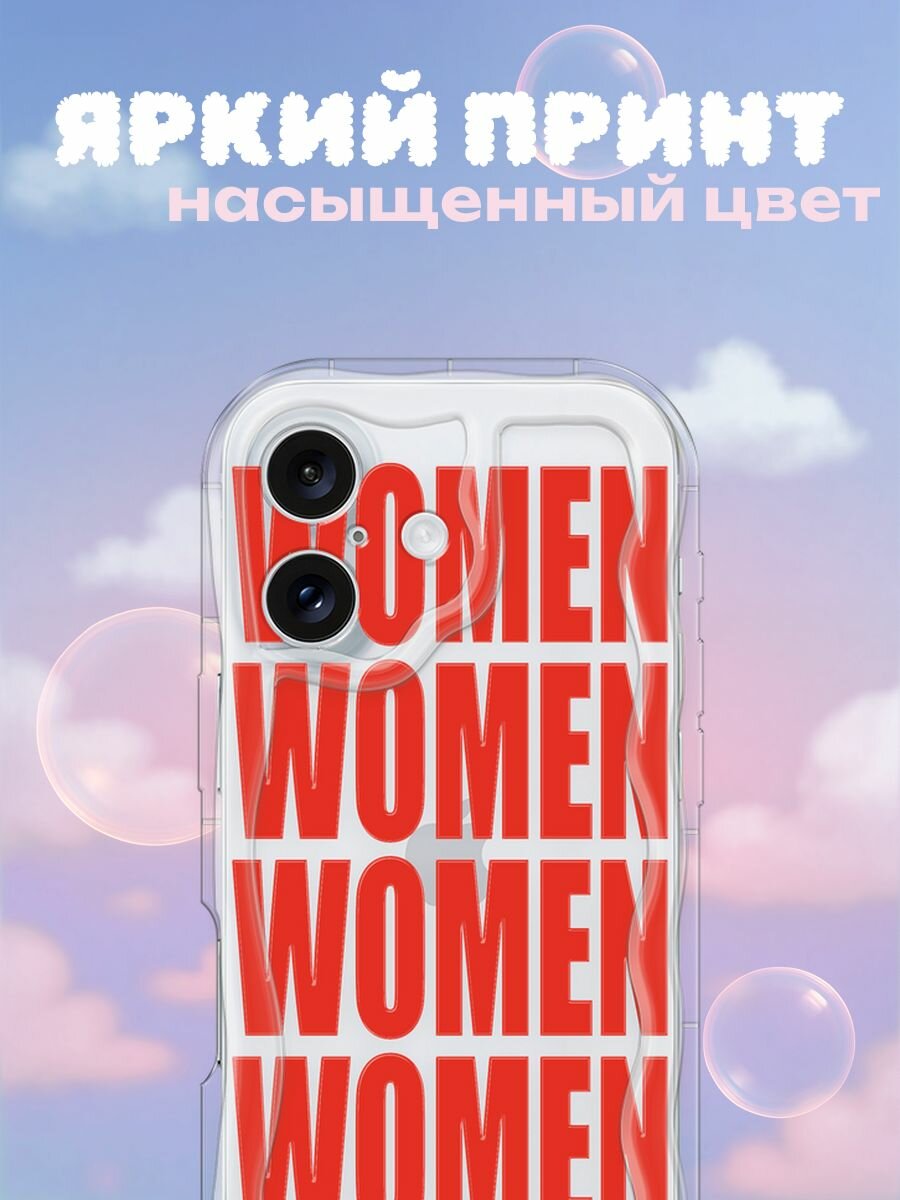 Чехол на Apple iPhone 16 / Айфон 16 с принтом WOMEN 3, прозрачный — фото 1