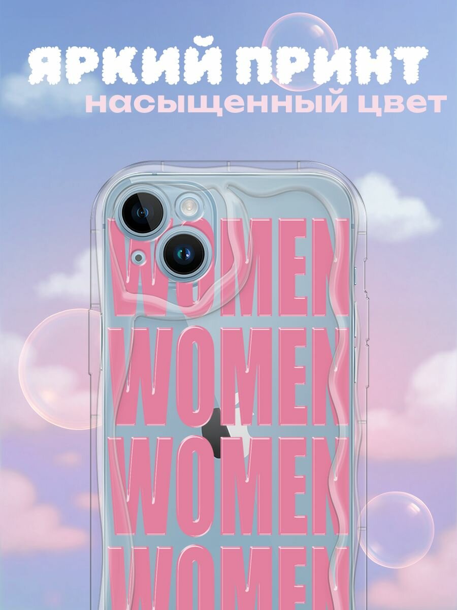 Чехол на Apple iPhone 14 / Айфон 14 с принтом WOMEN 2, прозрачный — фото 1