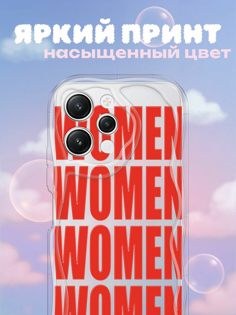 Чехол на Xiaomi Redmi 12 / Редми 12 с принтом WOMEN 3, прозрачный — фото 1