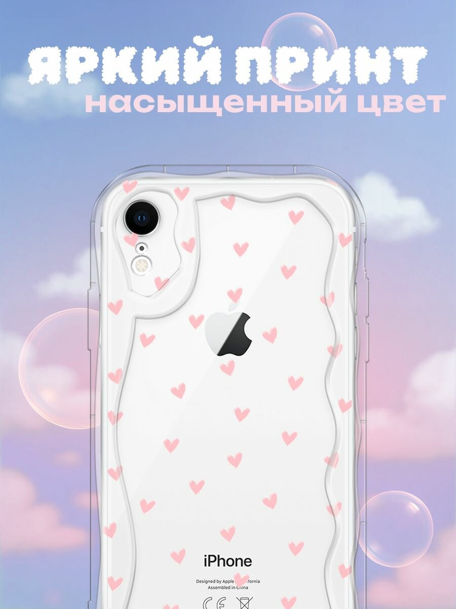 Чехол на Apple iPhone XR / Айфон XR с принтом Маленькие нежные сердечки — фото 1