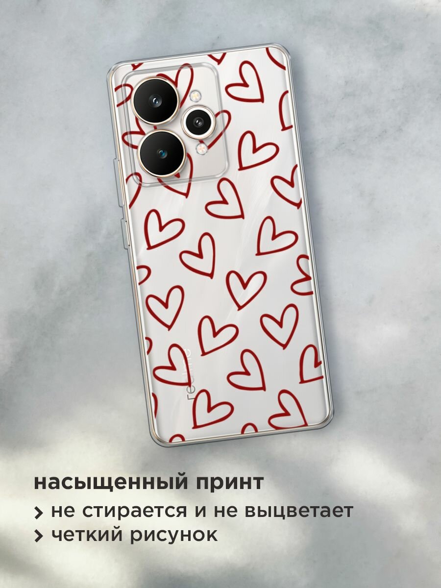 Чехол на Realme 15 / Реалми 15 с принтом "Little hearts doodles 2 - 14 февраля", прозрачный — фото 1