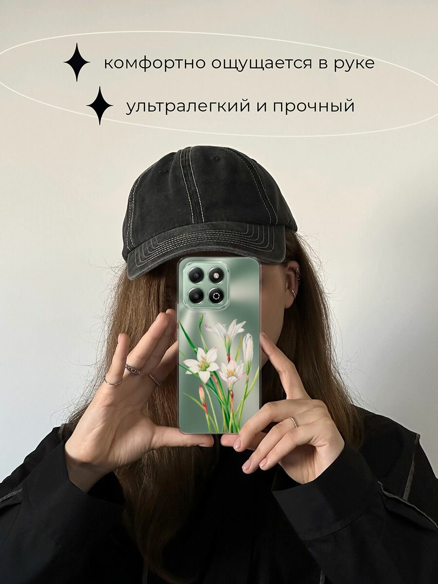 Чехол на Honor X6b / Хонор X6b с принтом "White lily", прозрачный — фото 1