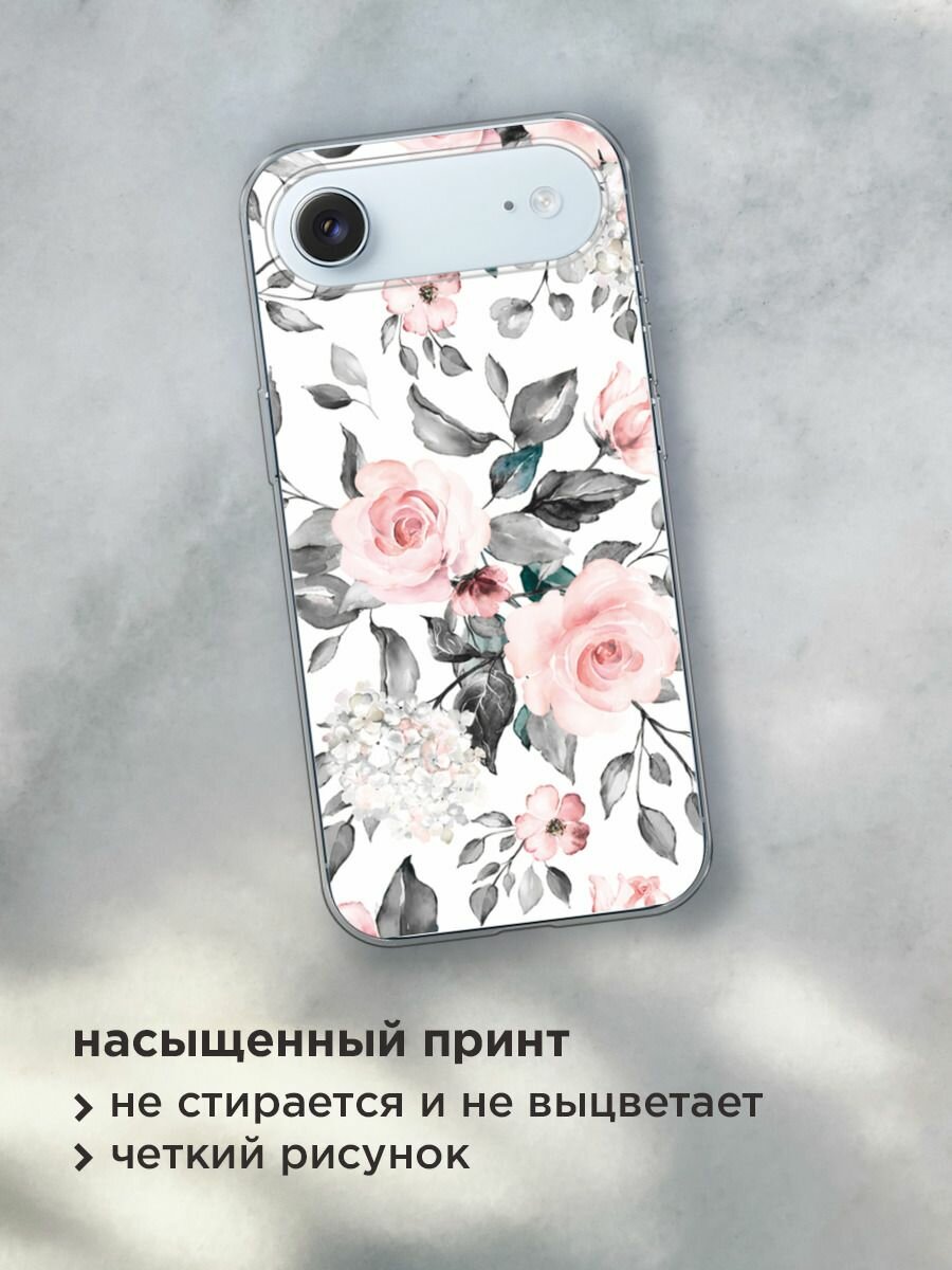 Чехол на Apple iPhone Air / Айфон Айр с принтом "Розы на белом" — фото 1