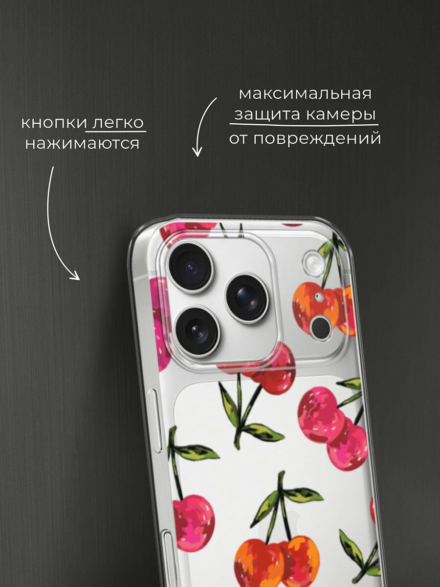 Чехол на Apple iPhone 17 Pro / Айфон 17 Про с принтом "Яркие вишни" — фото 1