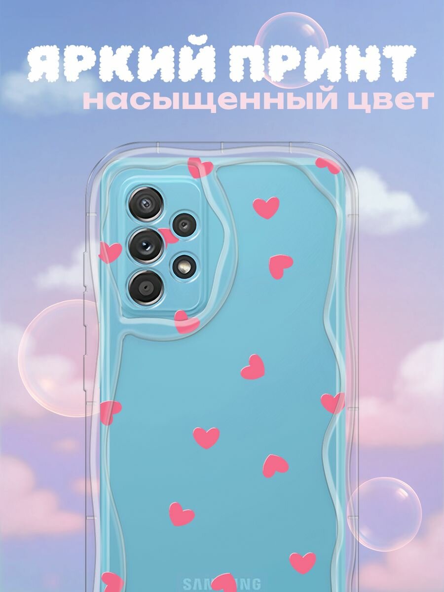 Чехол на Samsung Galaxy A52/A52s / Самсунг А52/A52s с принтом Паттерн розовые сердечки — фото 1