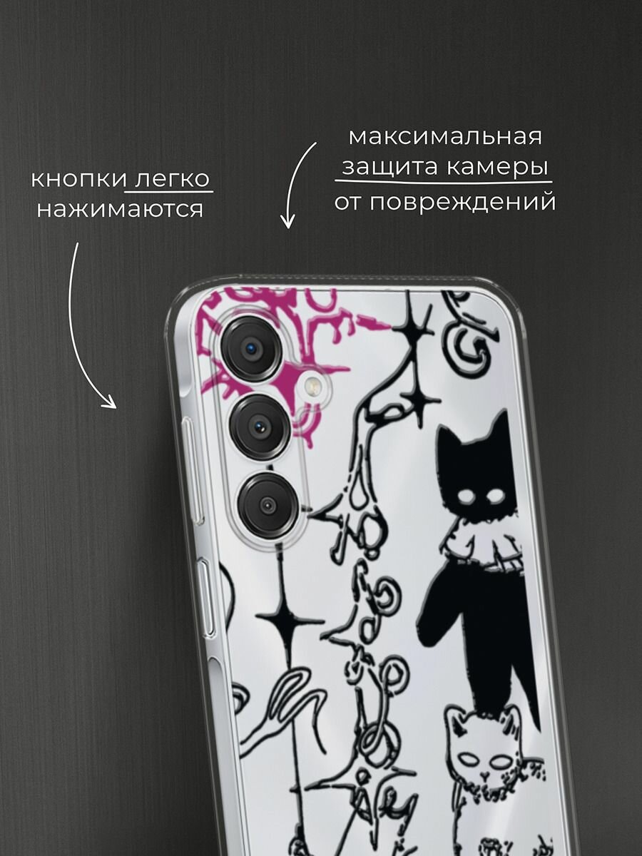 Чехол на Samsung Galaxy A16 / Самсунг А16 с принтом "Готические котики" — фото 1