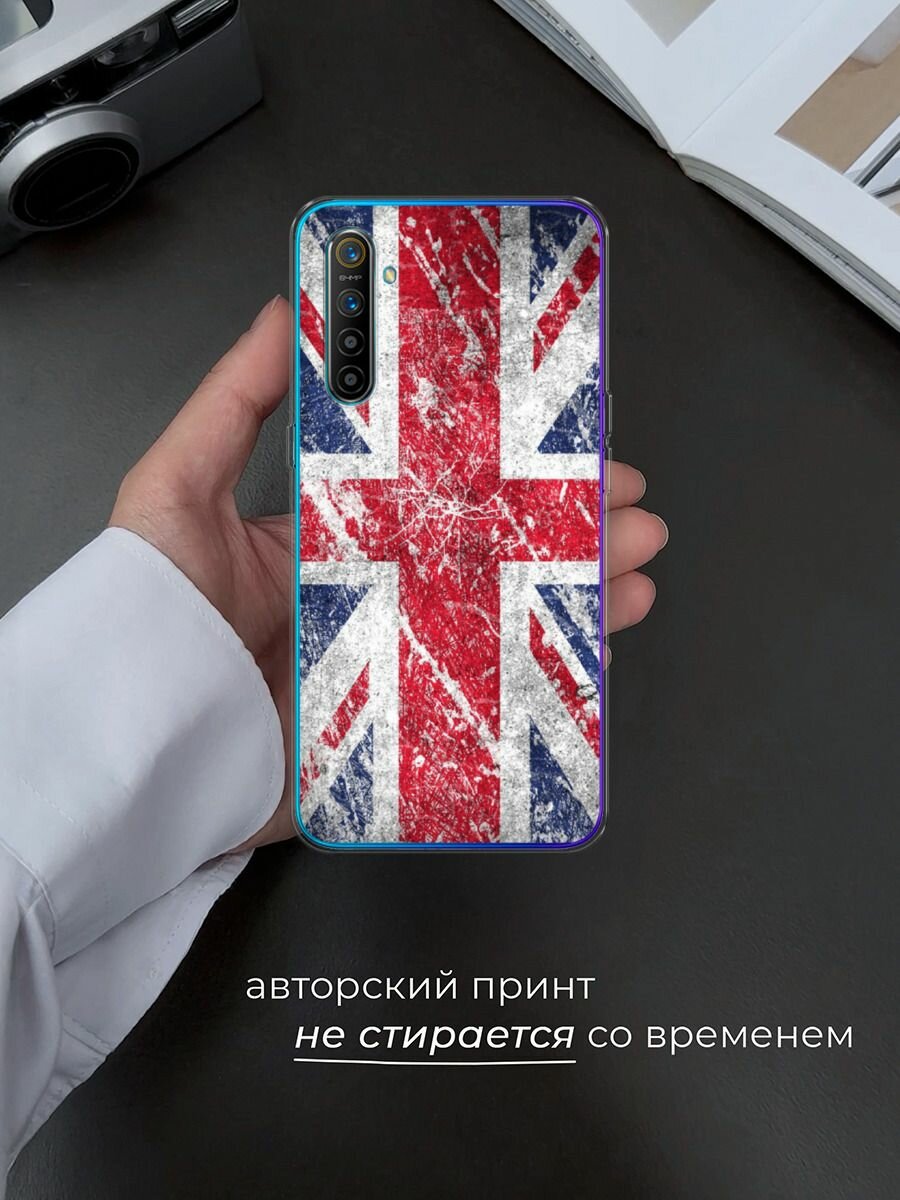 Силиконовый чехол на Realme XT / Реалми XT с принтом "Флаг британский" — фото 1