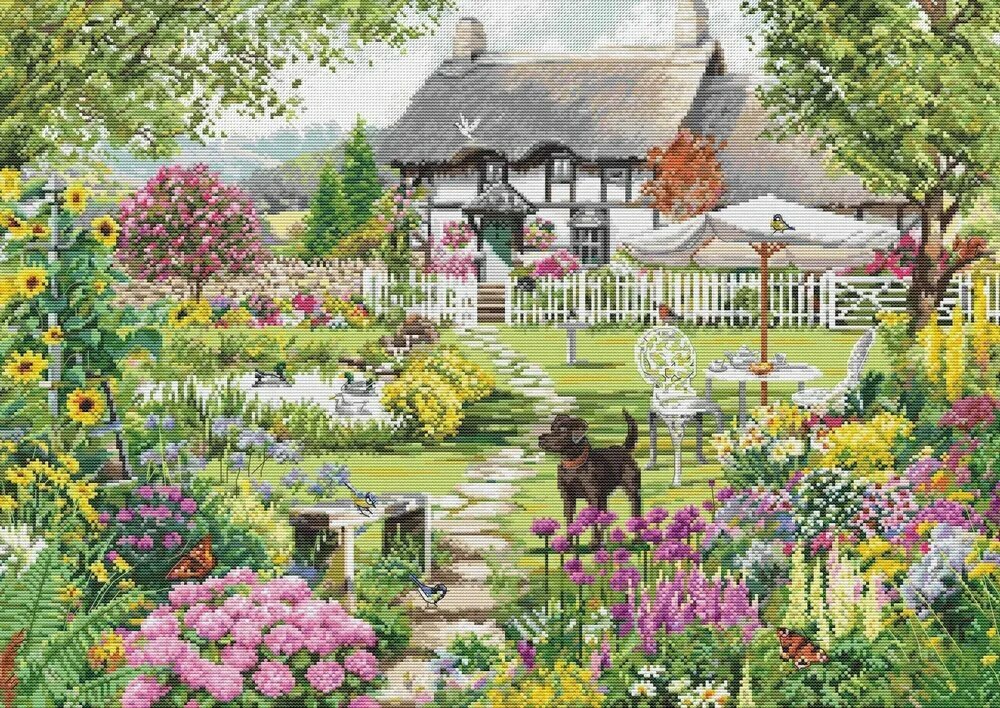Набор для вышивания Luca-s B2412 Cottage Garden (Коттеджный сад) 46 x 32 см Счетный крест