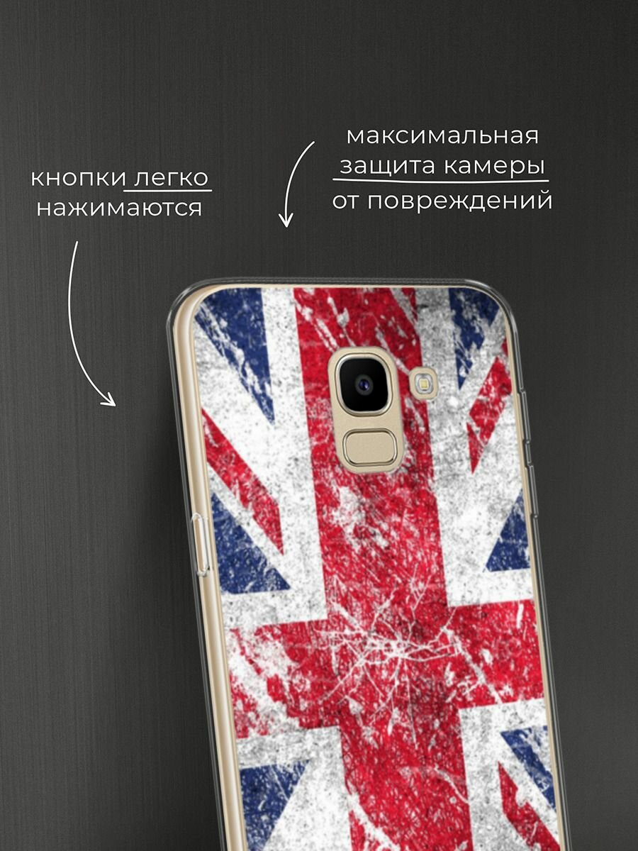 Чехол на Samsung Galaxy J6 2018 / Самсунг Галакси Джей 6 2018 с принтом "Флаг британский" — фото 1