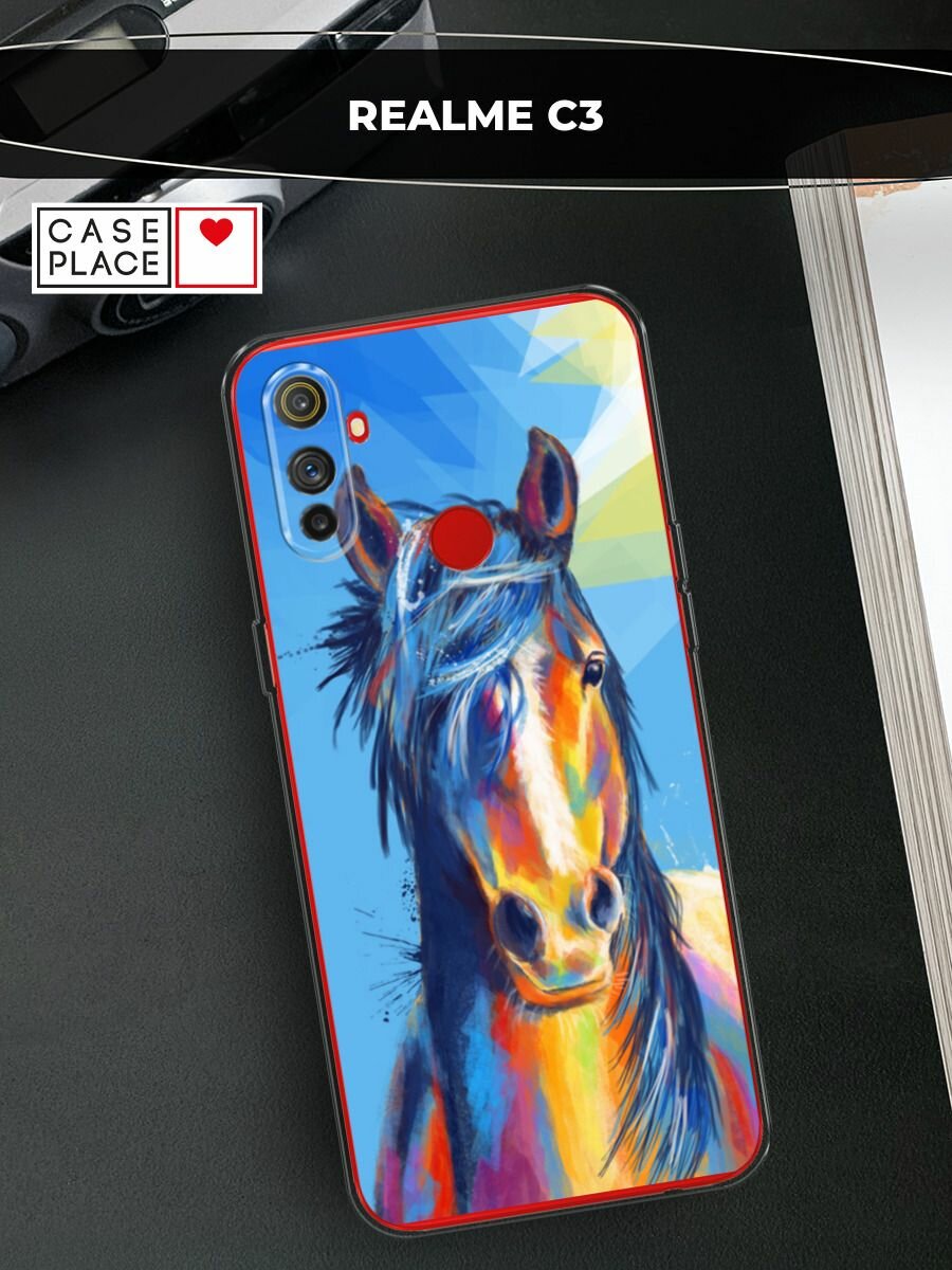 Силиконовый чехол на Realme C3 / Реалми C3 с принтом "Лошадь арт 3"