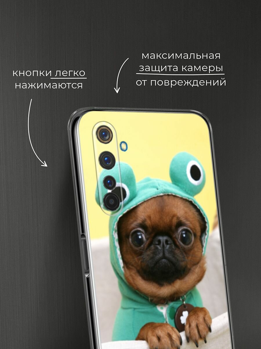 Чехол на Realme 6 Pro / Реалми 6 Про с принтом "Собачка в шапке лягушки" — фото 1