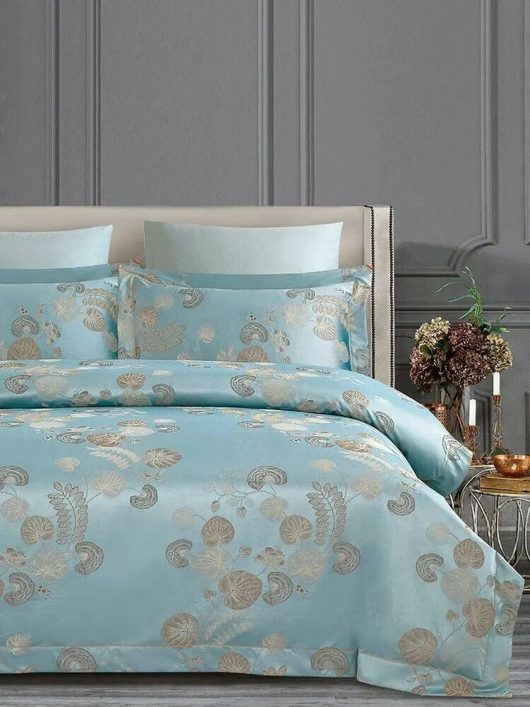 Комплект постельного белья, Жаккард, Двуспальный с простыней Евро, наволочки 50x70, 70x70