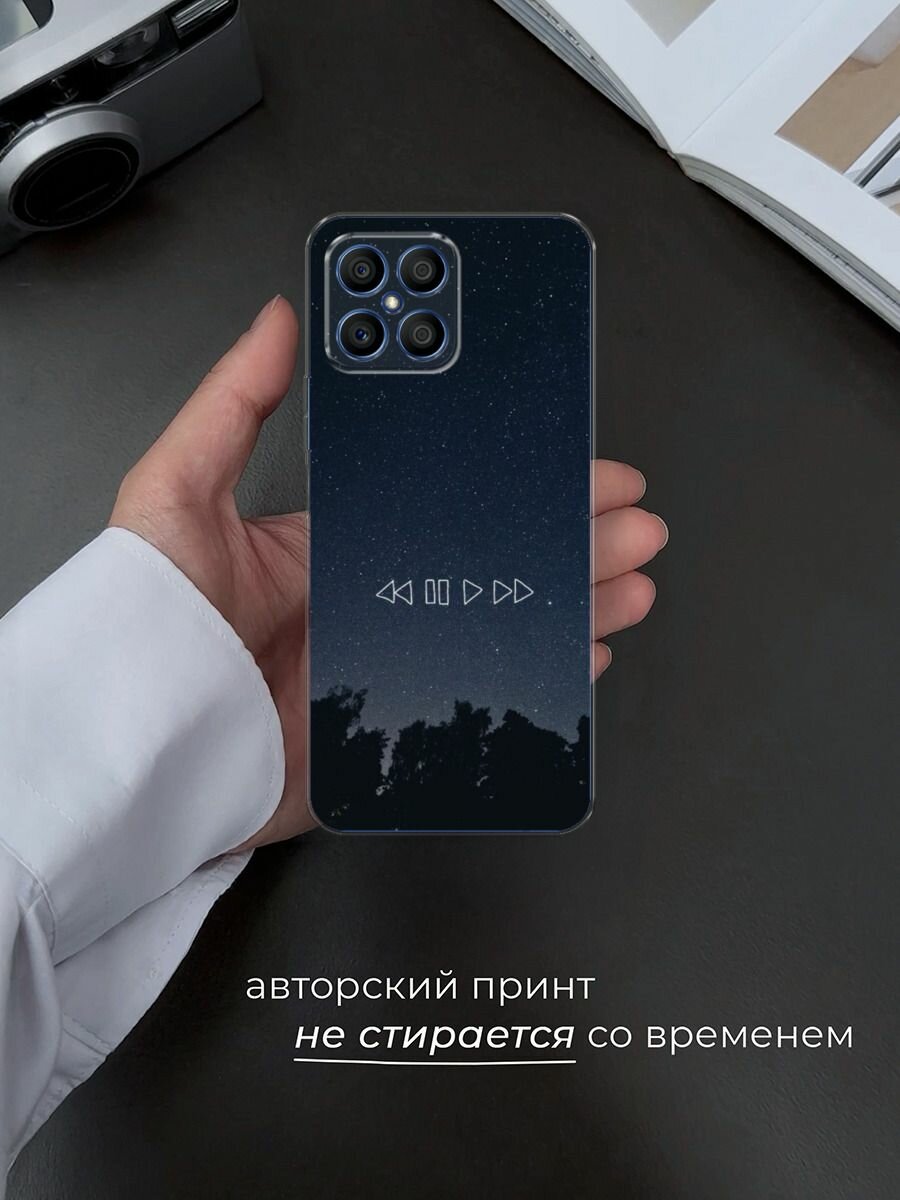 Чехол на Honor X8 / Хуавей X8 с принтом "Космическая музыка" — фото 1