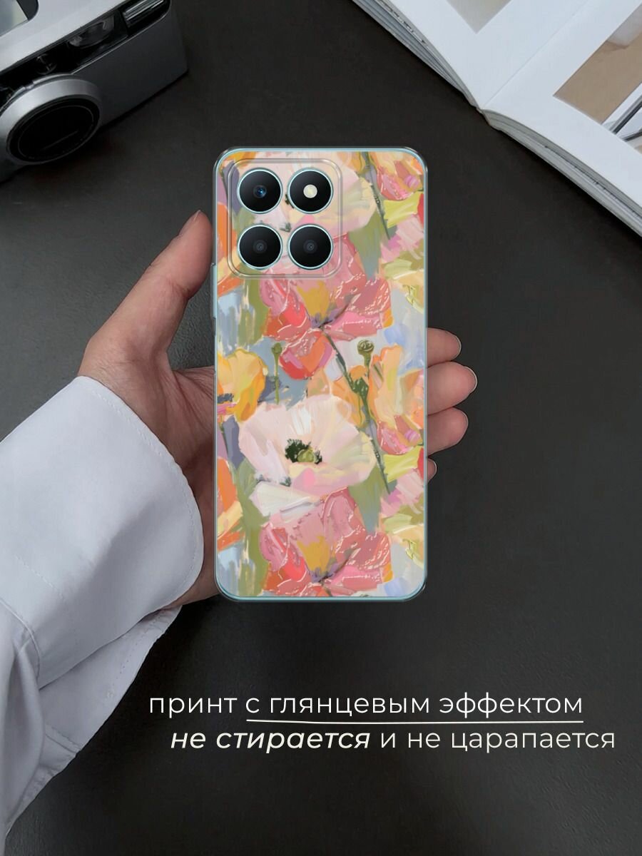 Чехол на Honor X6A / Хонор X6A с принтом "Акварельные анемоны" — фото 1