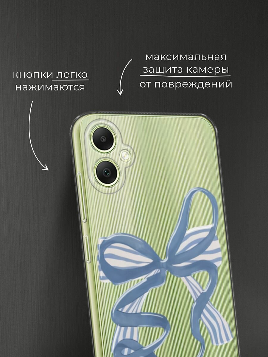 Чехол на Samsung Galaxy A05 / Самсунг Галакси A05 с принтом "Полосатый голубой бант 2" — фото 1
