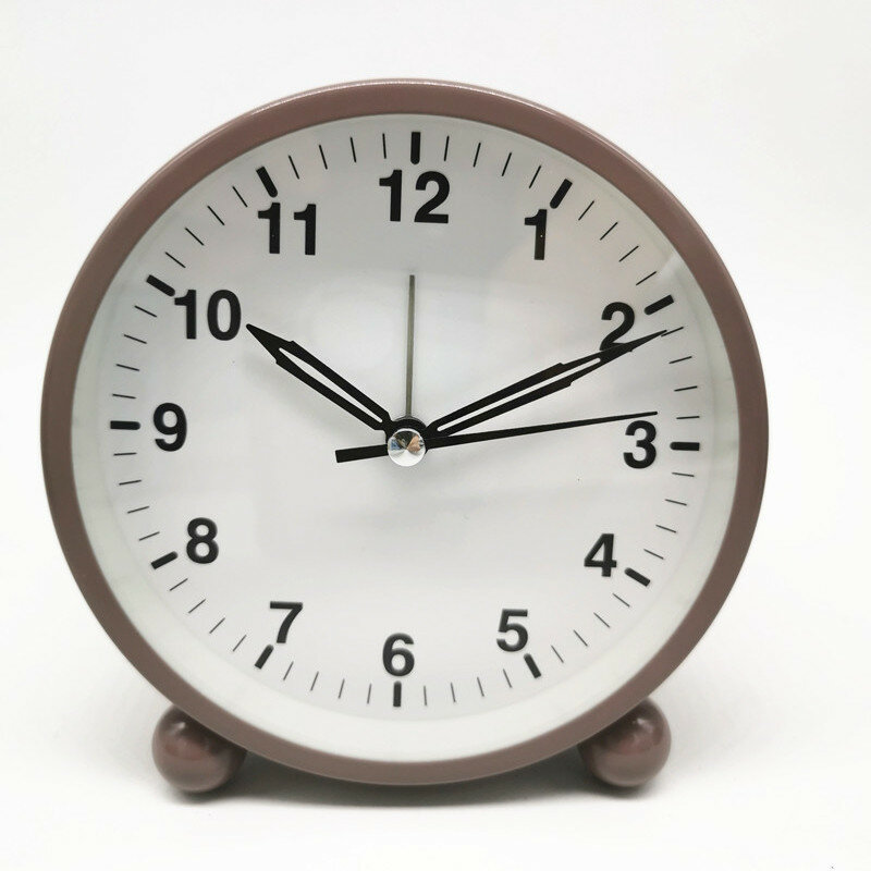 Современные металлические настольные часы с будильником и подсветкой для подарка и дома коричневый
