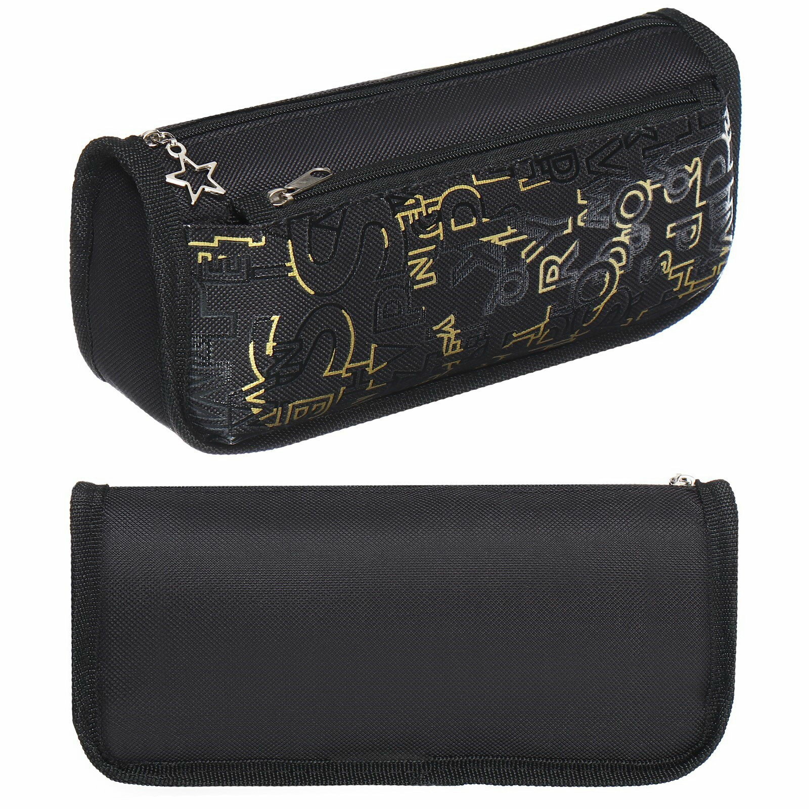 Пенал школьный мягкий, 2 отделения, 80x210x65 мм, объёмный, чёрный