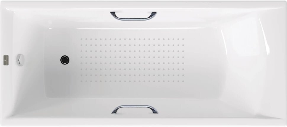 Ванна чугунная Vinsent Veron Devon VDV1757545H/VH0012CH-AS 175x75 см, с ручками, антискользящим покрытием, белый