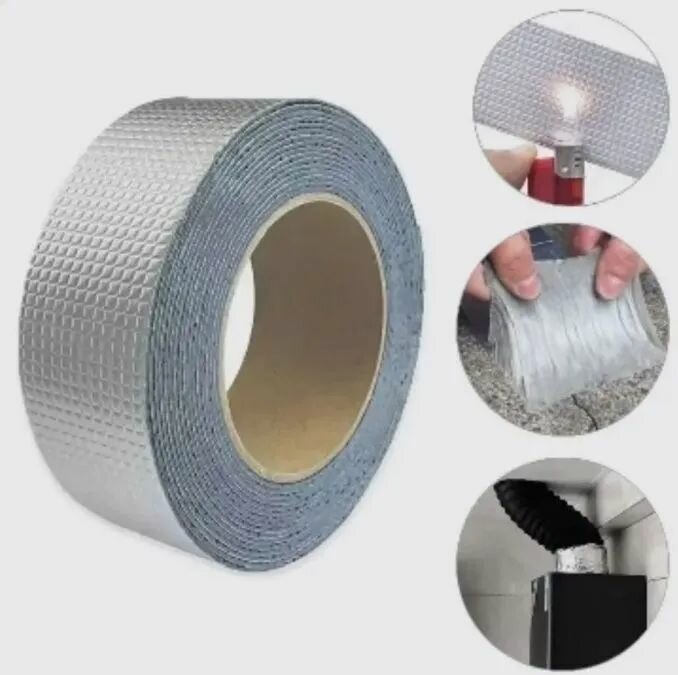 Герметизирующая бутилкаучуковая лента 1м бутиловая самоклеющаяся для монтажных, сантехнических и кровельных работ