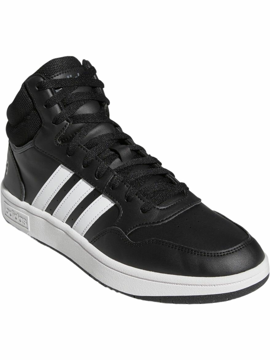 Кеды adidas Hoops 3.0 Mid, полнота F, размер 9,5 UK, черный/белый — фото 1