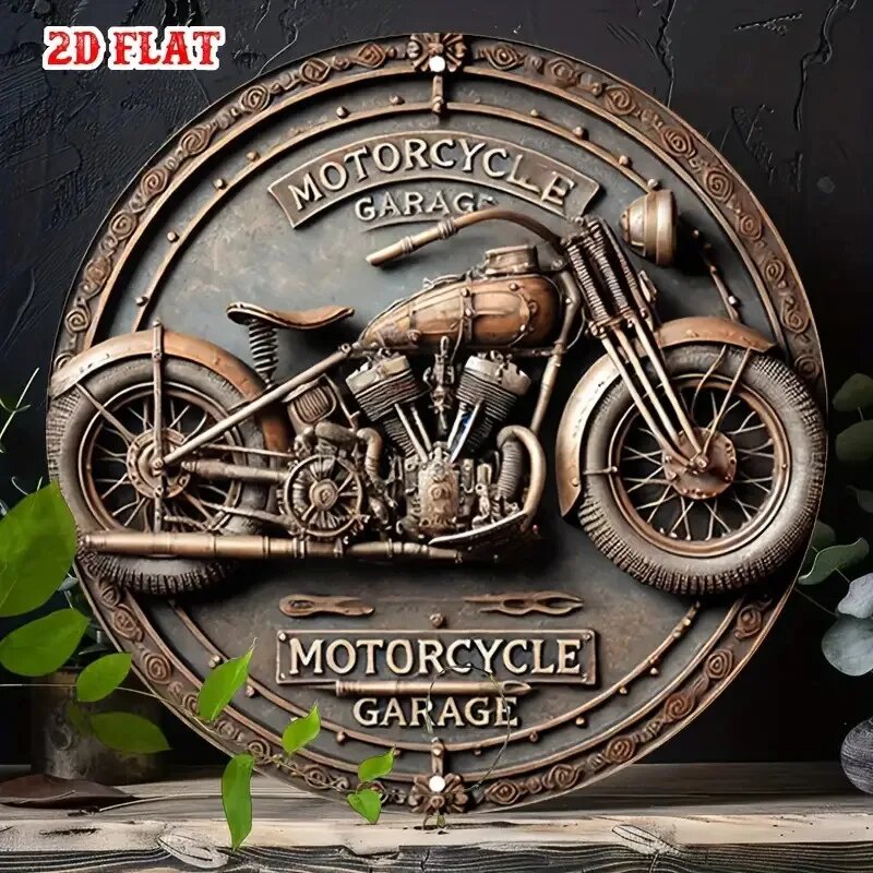 Винтажная Круглая Алюминиевая Табличка 2D, Плоская, Для Гаража, Мотоцикла, Металлический Настенный Декор В Ретро-стиле, 7,8x7
