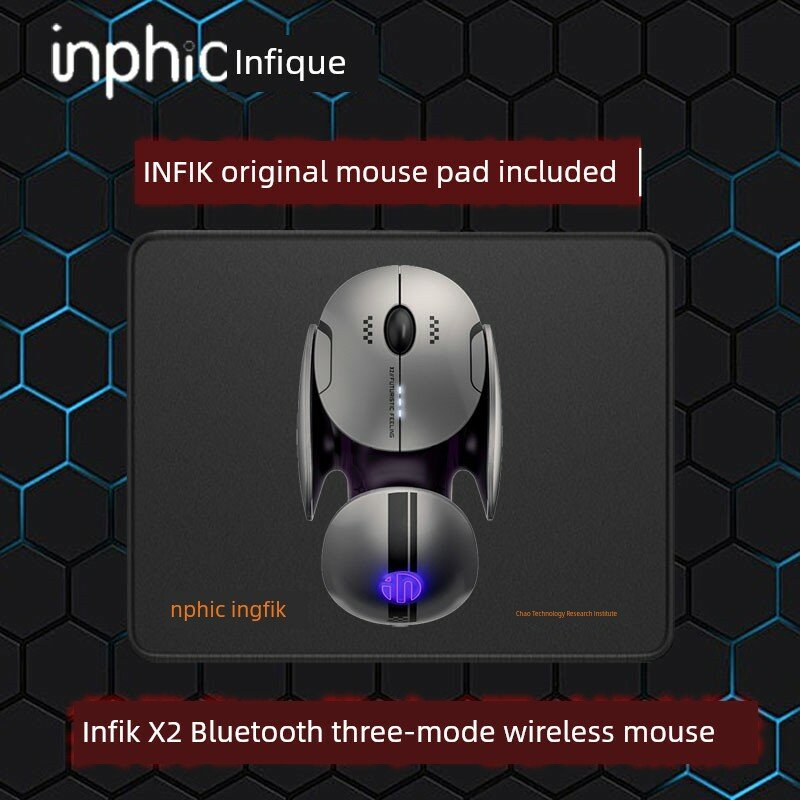 Беспроводная мышь Inphic X2, Bluetooth, три режима, бесшумная, с зарядкой, для офиса, игр, настольного компьютера,
