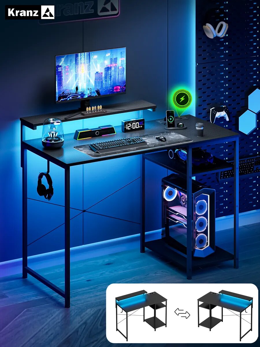 Игровой стол Kranz (с розеткой, LED и подставкой)