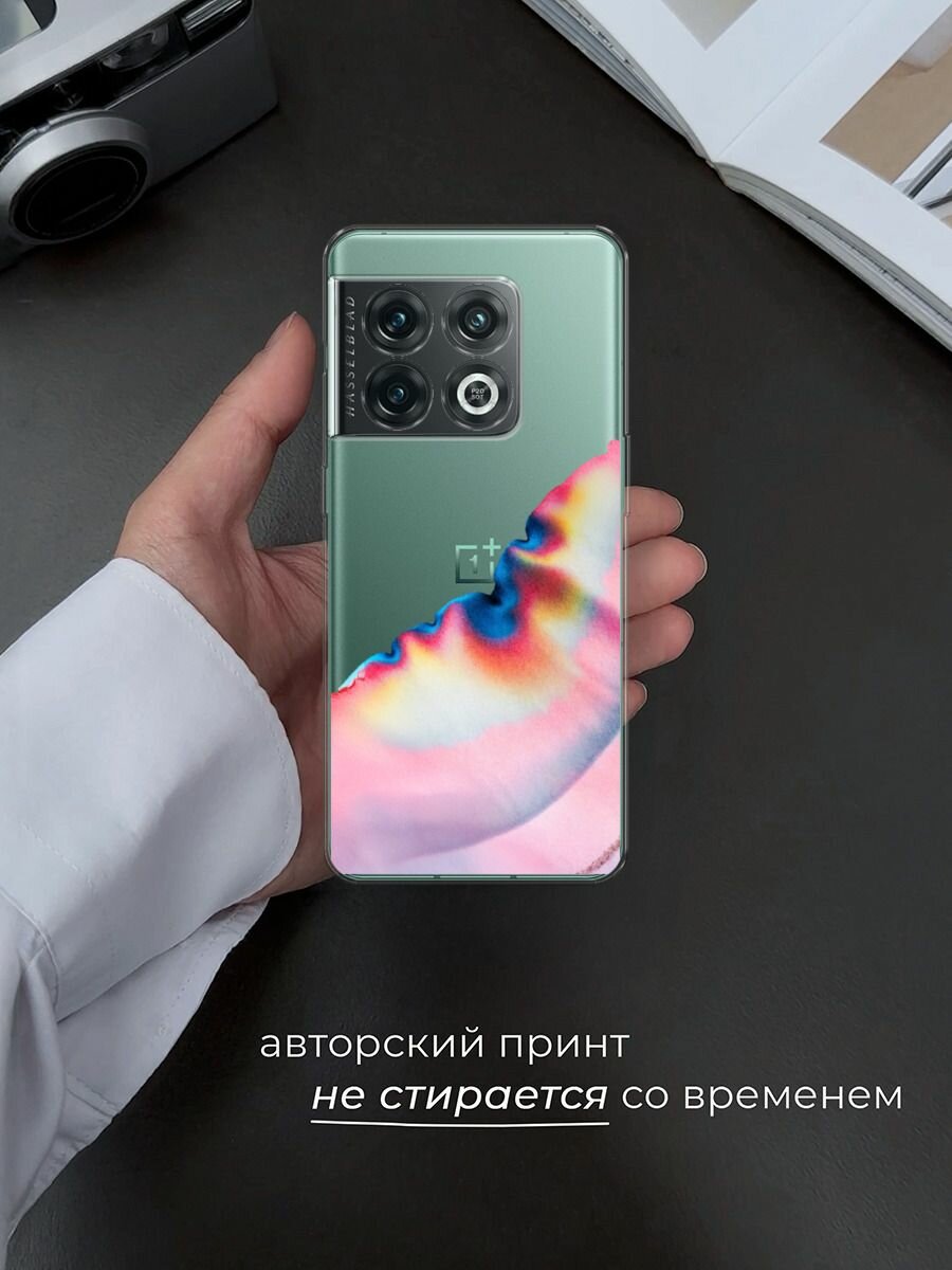 Чехол на OnePlus 10 Pro / ВанПлас 10 Про с принтом Розовая акварель, прозрачный — фото 1