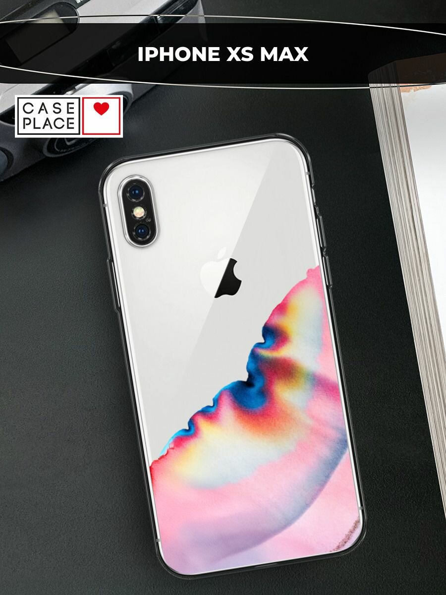 Чехол на Apple iPhone XS Max / Айфон XS Max с принтом Розовая акварель, прозрачный