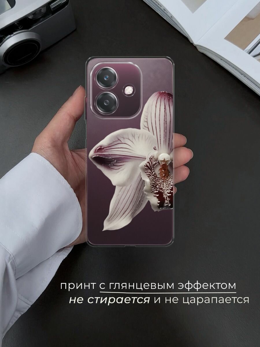 Силиконовый чехол на Oppo A3/A3x / Оппо А3/A3x с принтом Белая орхидея — фото 1