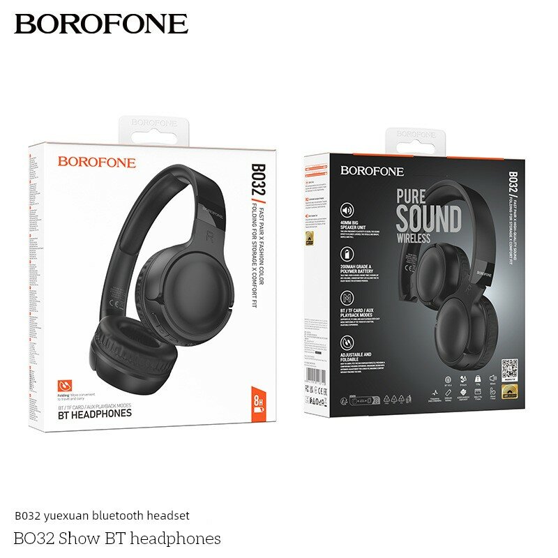 BOROFONE BO32 беспроводные Bluetooth наушники-вкладыши складные для спорта и бега удобная посадка черный