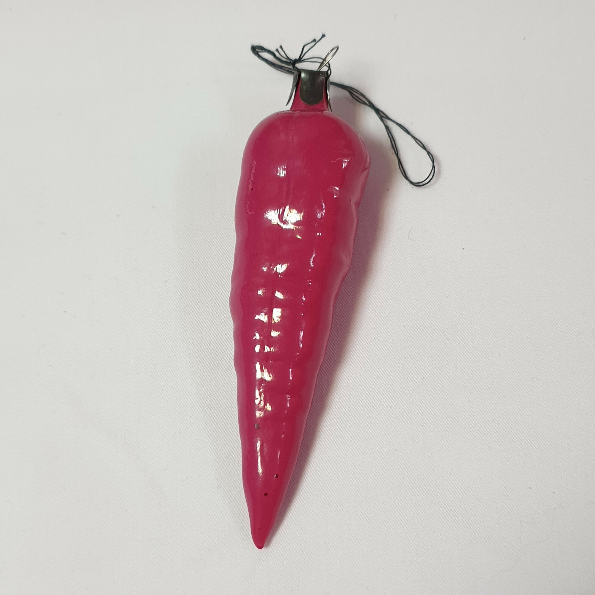 Елочная игрушка СССР, стекло. Морковь красная, украшение для новогодней ели, редкость, винтажная.