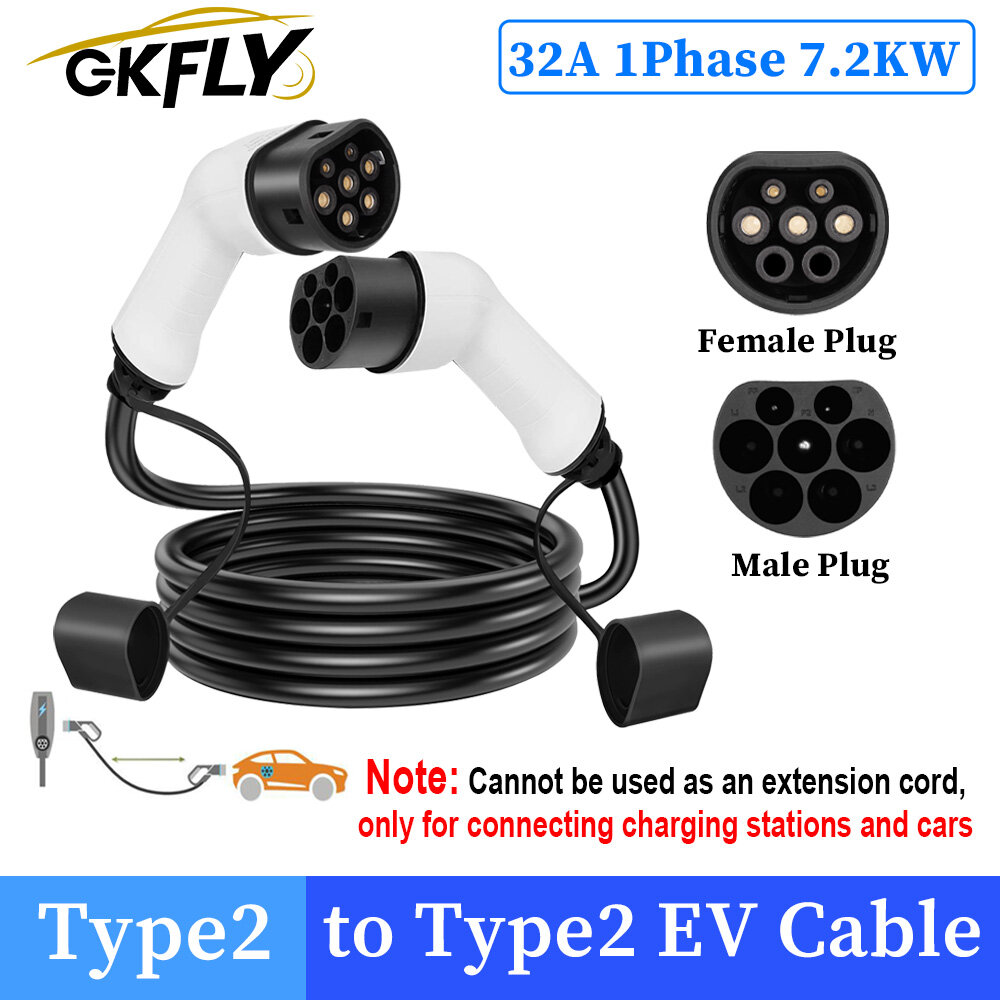 7.2KW 32A 1 - фазный Type 2 to Type 2 IEC62196 - 2 Зарядный кабель для электромобилей