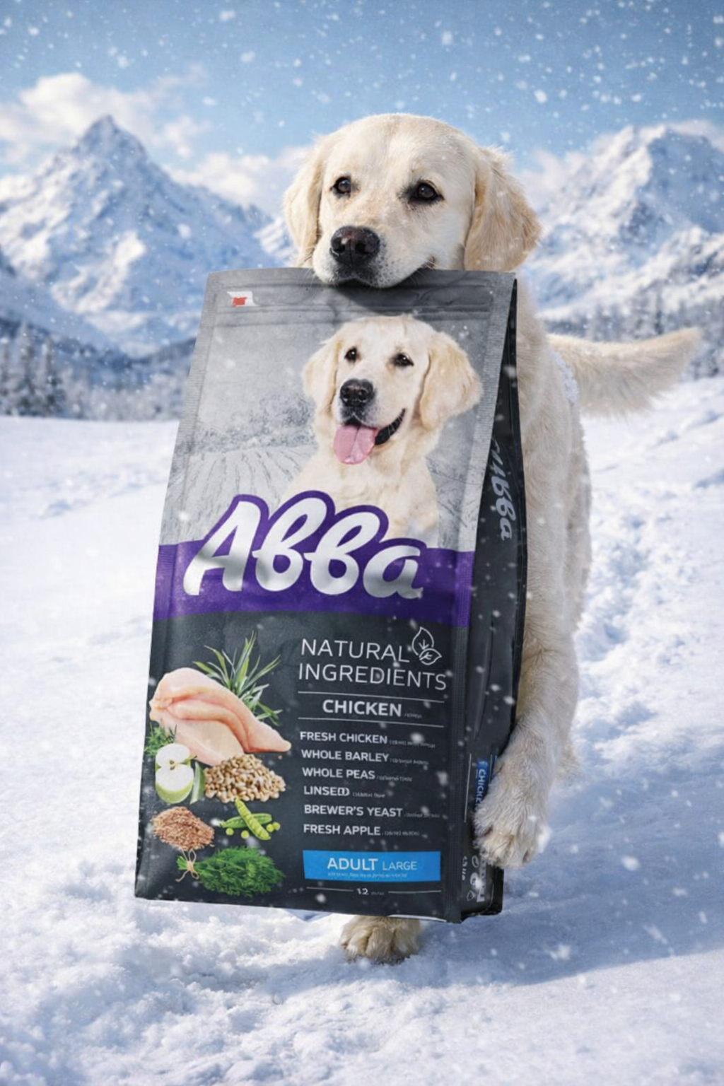 Авва Natural Ingredients Сухой корм для взрослых собак крупных пород, с курицей, 12 кг