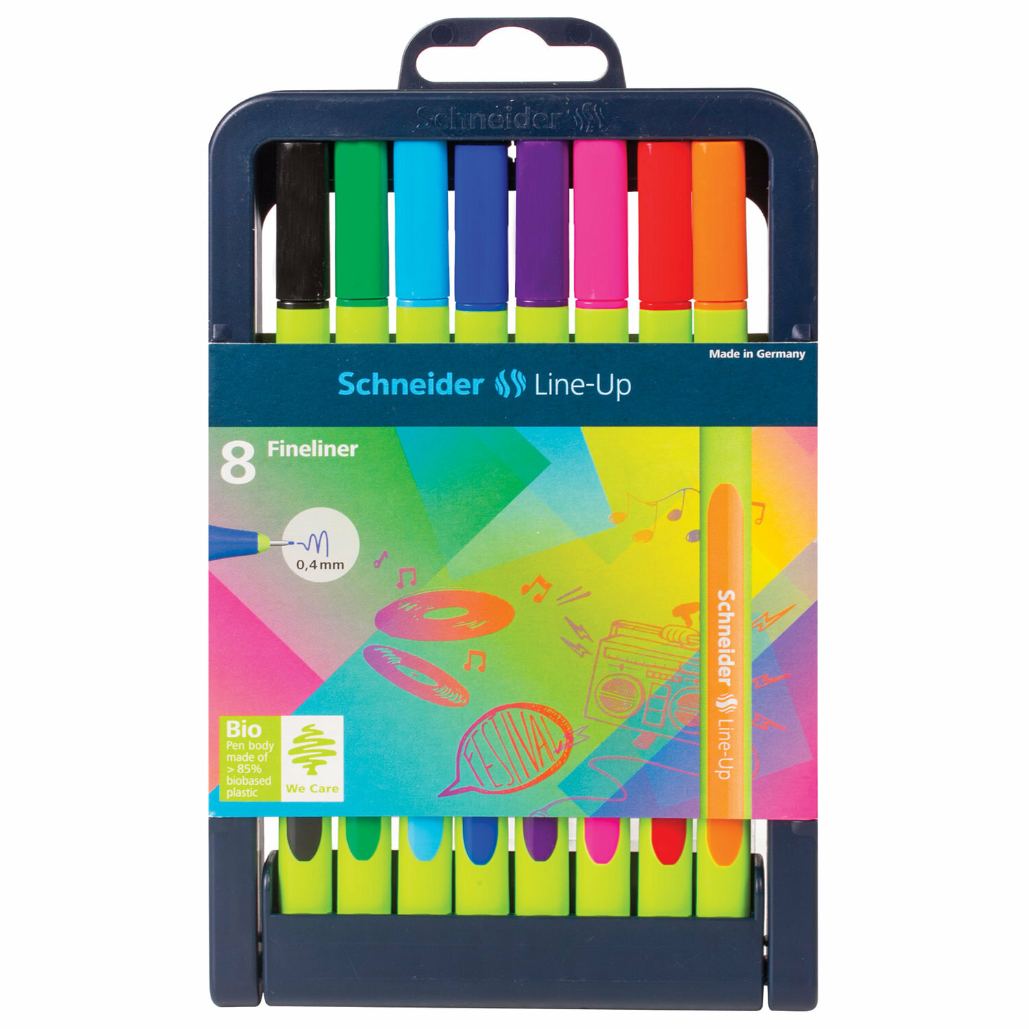 Набор капиллярных ручек (линеров) SCHNEIDER 8 шт, Ассорти, "Line-Up", трехгранные, линия письма 0,4 мм, 191098